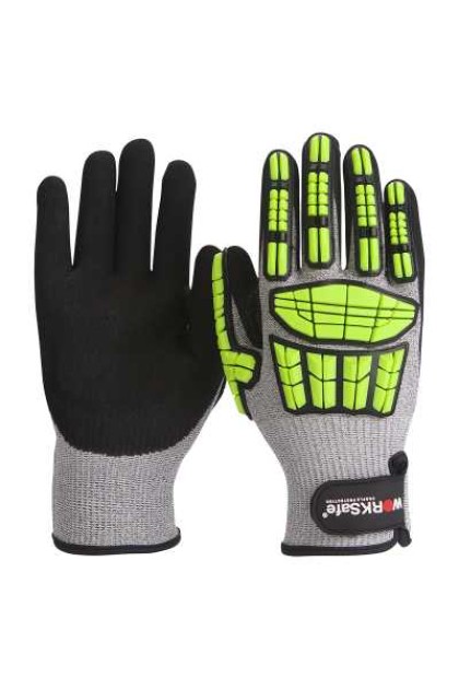 WORKSAFE N600IMP NITRILE MICROFOAM PALM COATED TPR IMPACT SAFETY GLOVES ...